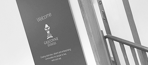 'Welcome' graphic to reception space - Gardiner Design Associates